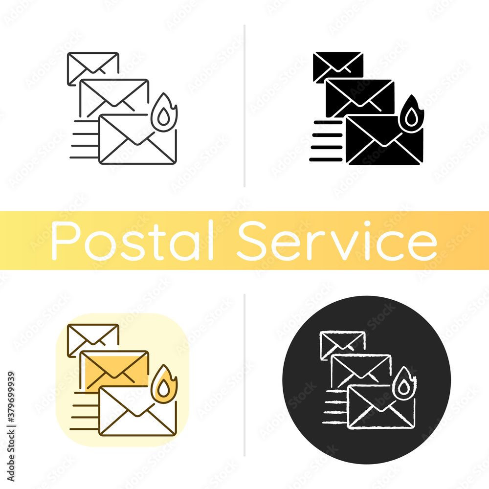 Priority mail chalk white icon. Linear black and RGB color styles ...