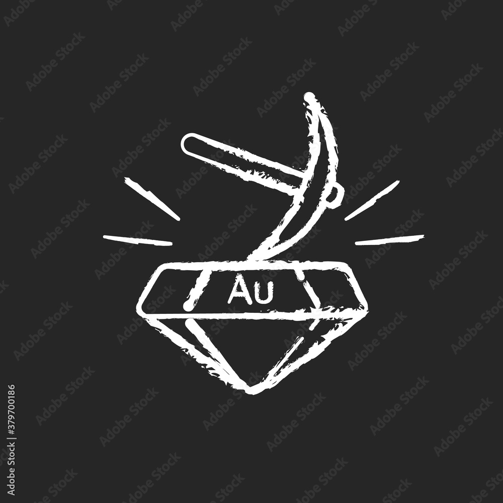 Gold mining chalk white icon on black background. Heavy industrial ...