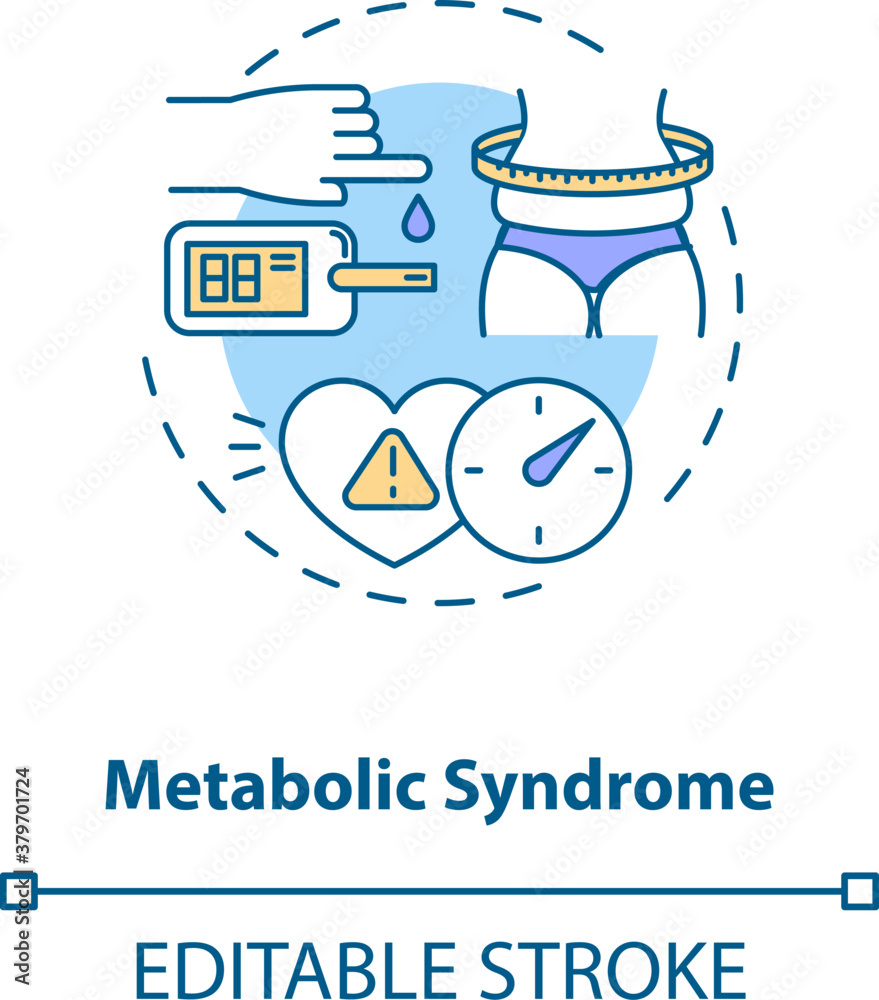 Metabolic syndrome concept icon. Heart disease stroke risk idea thin ...