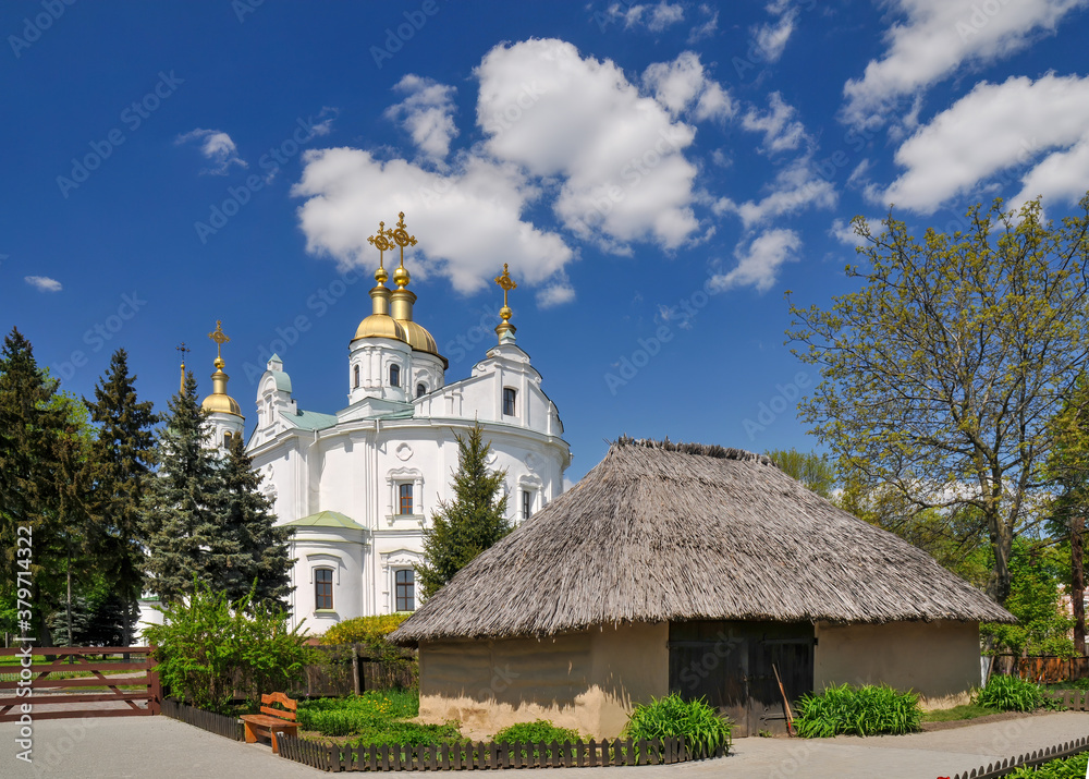 Traditional Ukrainian architecture - house with adobe walls and ...