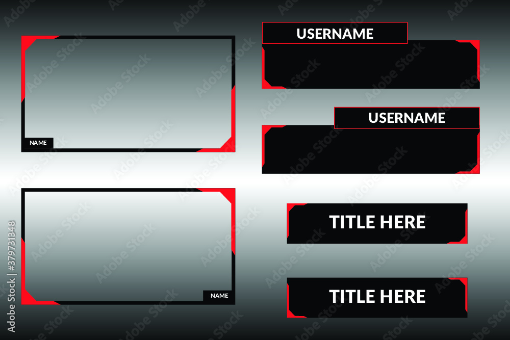 Twitch Overlay Template Design Black Red Stock Vector | Adobe Stock