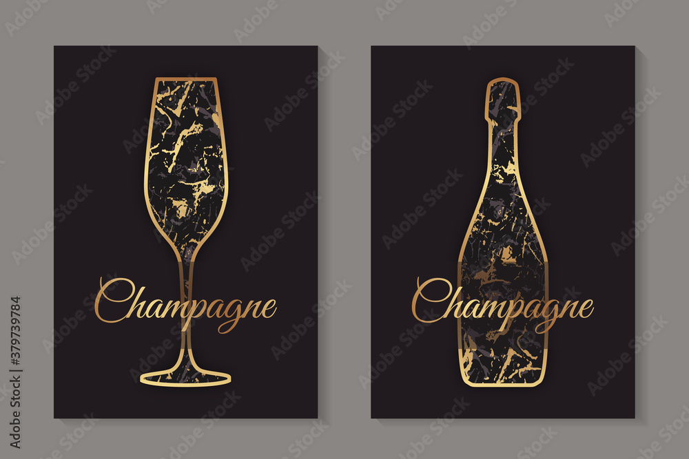 Abstract luxury card templates for champagne tasting invitation or bar ...