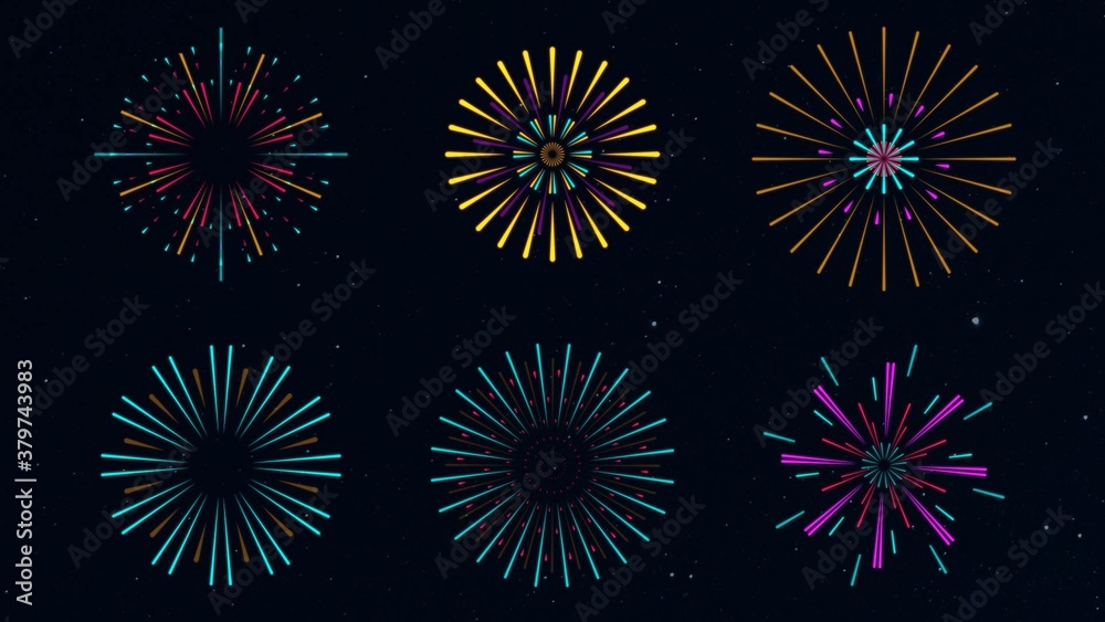 Vivid Colorful Fireworks Video Overlay Stock Template | Adobe Stock