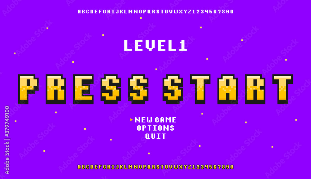 Pixel art font. Retro alphabet for 8bit games or retro-looking project ...