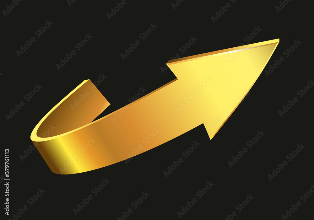 Gold arrow sign and black background. Business concept. Stock Vector ...