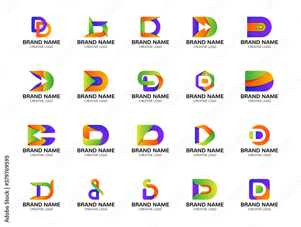 Vecteur Stock set of colorful d letter logo design vector for business ...