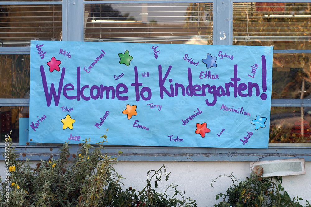 Welcome to Kindergarten sign Stock Photo | Adobe Stock