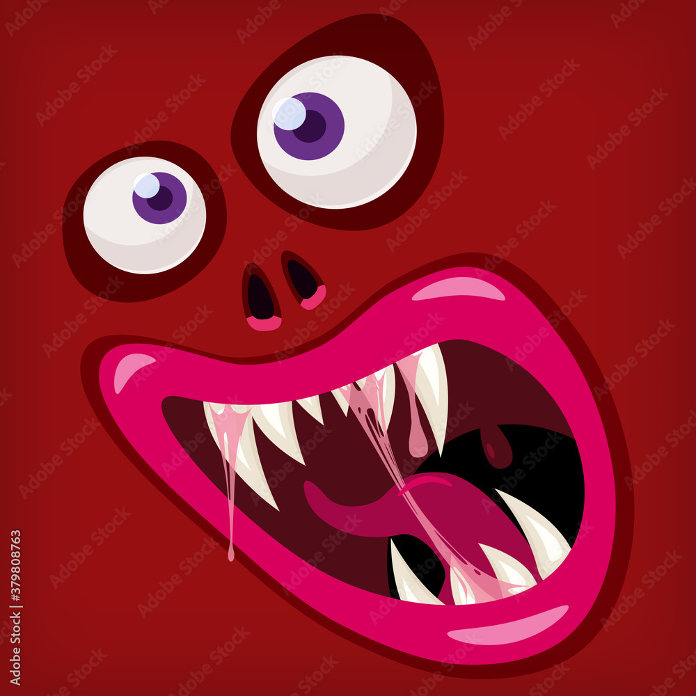 Horror Monster open mouth creepy and scary. Funny jaws teeths drool ...