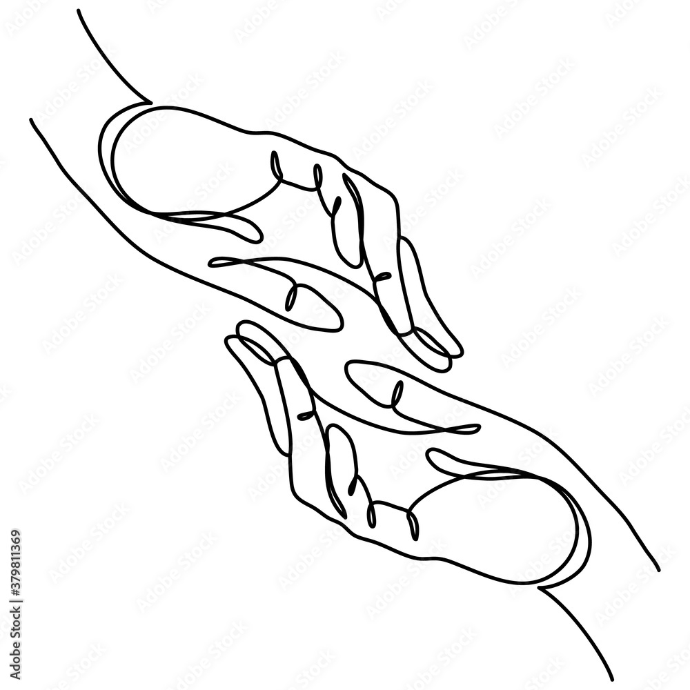 Continuous one line vector illustration of a hands. Beautiful woman arm ...
