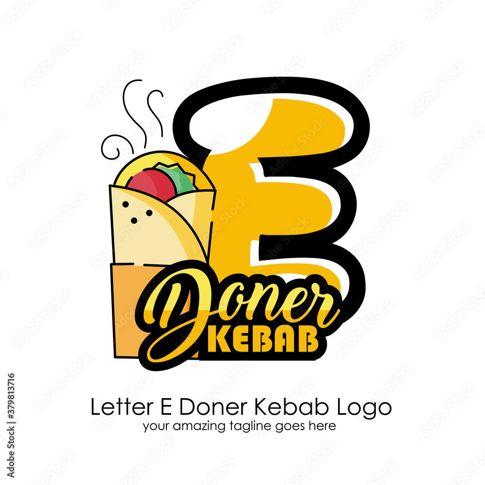 Letter E Meat Doner Kebab Dishes Vector Logo Design Illustration Food ...