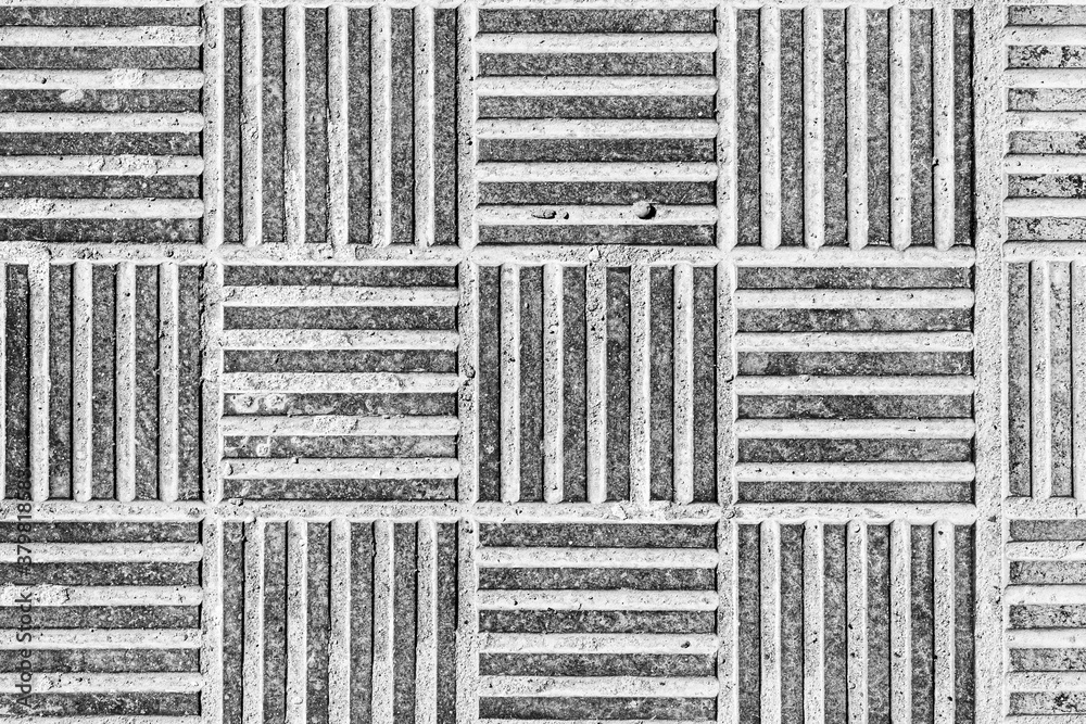 Top view on paving stone road. Old pavement of concrete texture ...