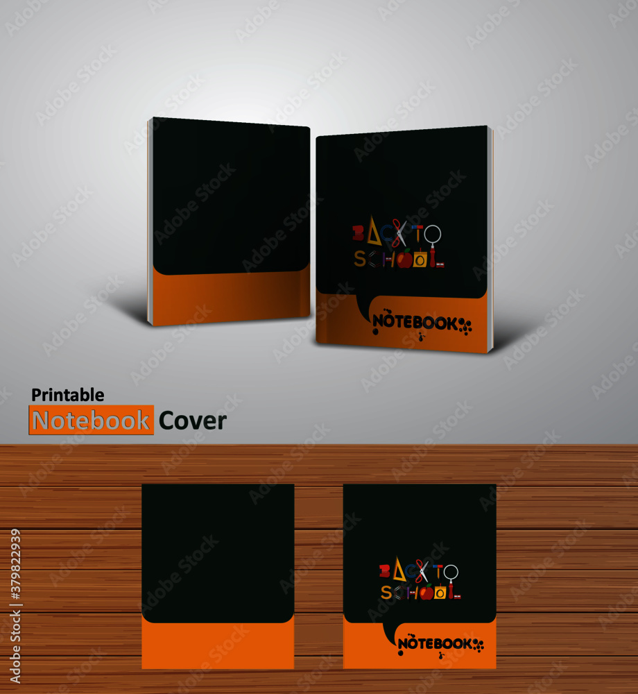 Back to school notebook cover designs with mockups, Ready to print CMYK ...