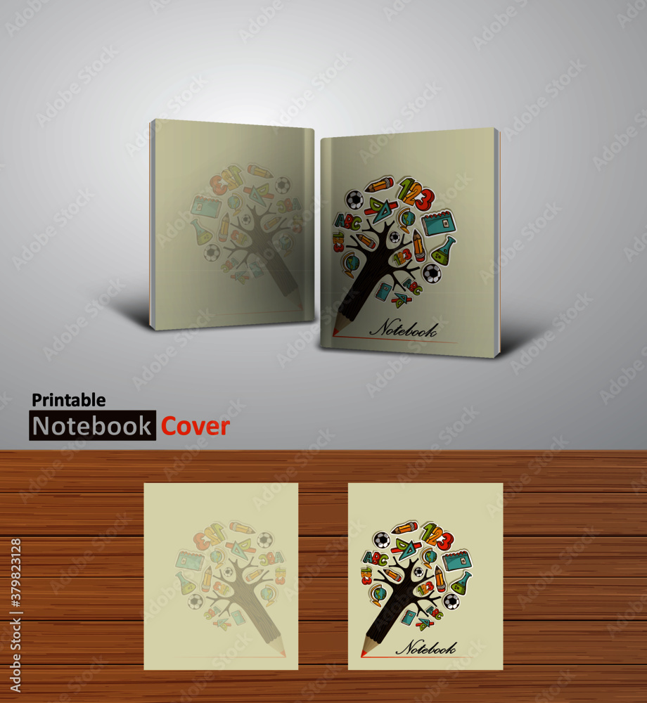 Back to school notebook cover designs with mockups, Ready to print CMYK ...