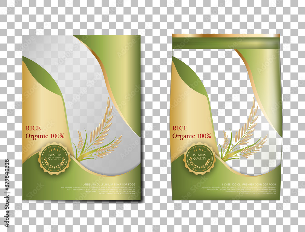 Rice Package Thailand food Products, Green gold banner and poster ...
