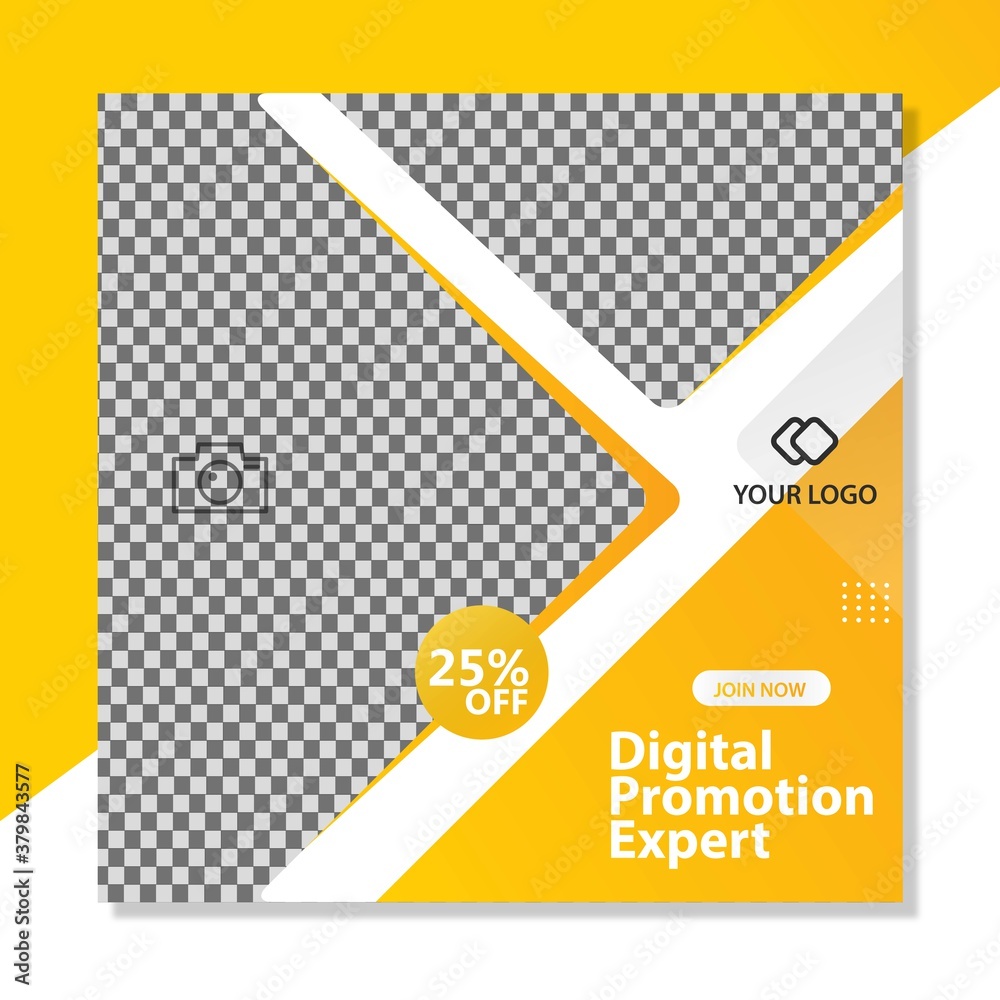 Editable minimal square banner template. White yellow background color ...