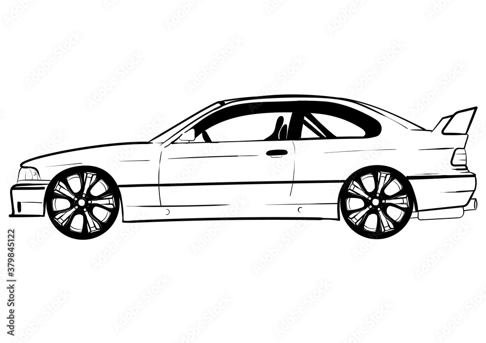cartoon sport coupe car drawing,car drawing,sport car, Stock ...