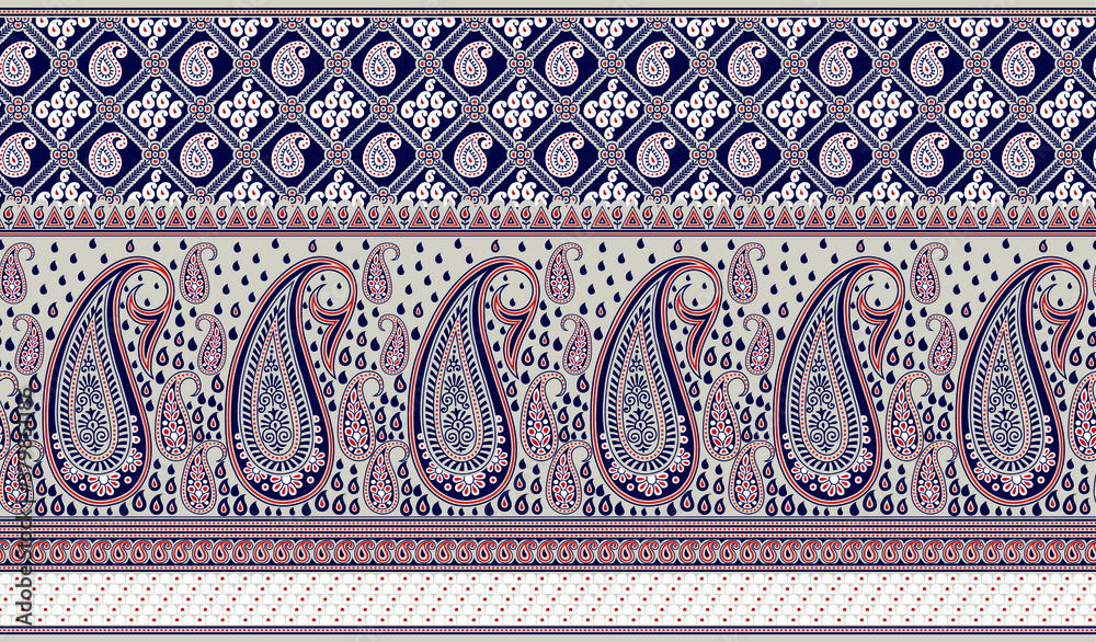 Seamless vector paisley border design Stock Vector | Adobe Stock