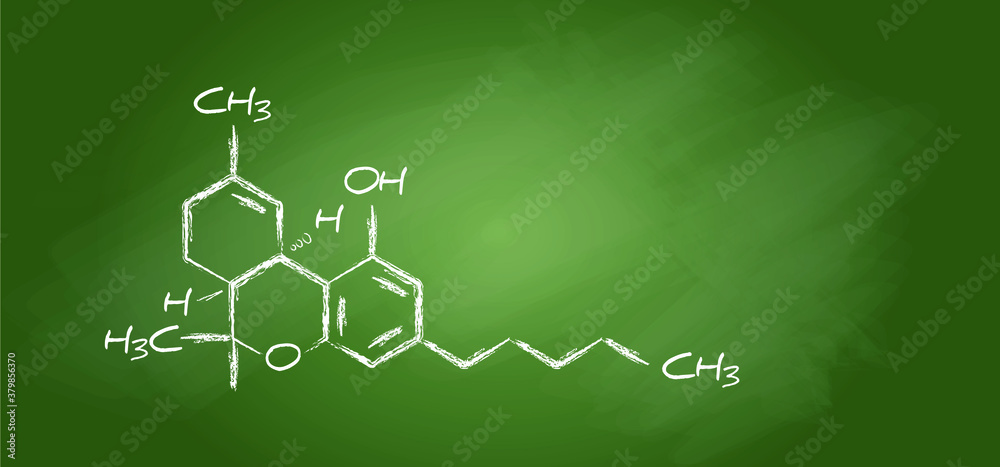 Cannabis THC Tetrahydrocannabinol C21H30O2 formula cemical structure ...