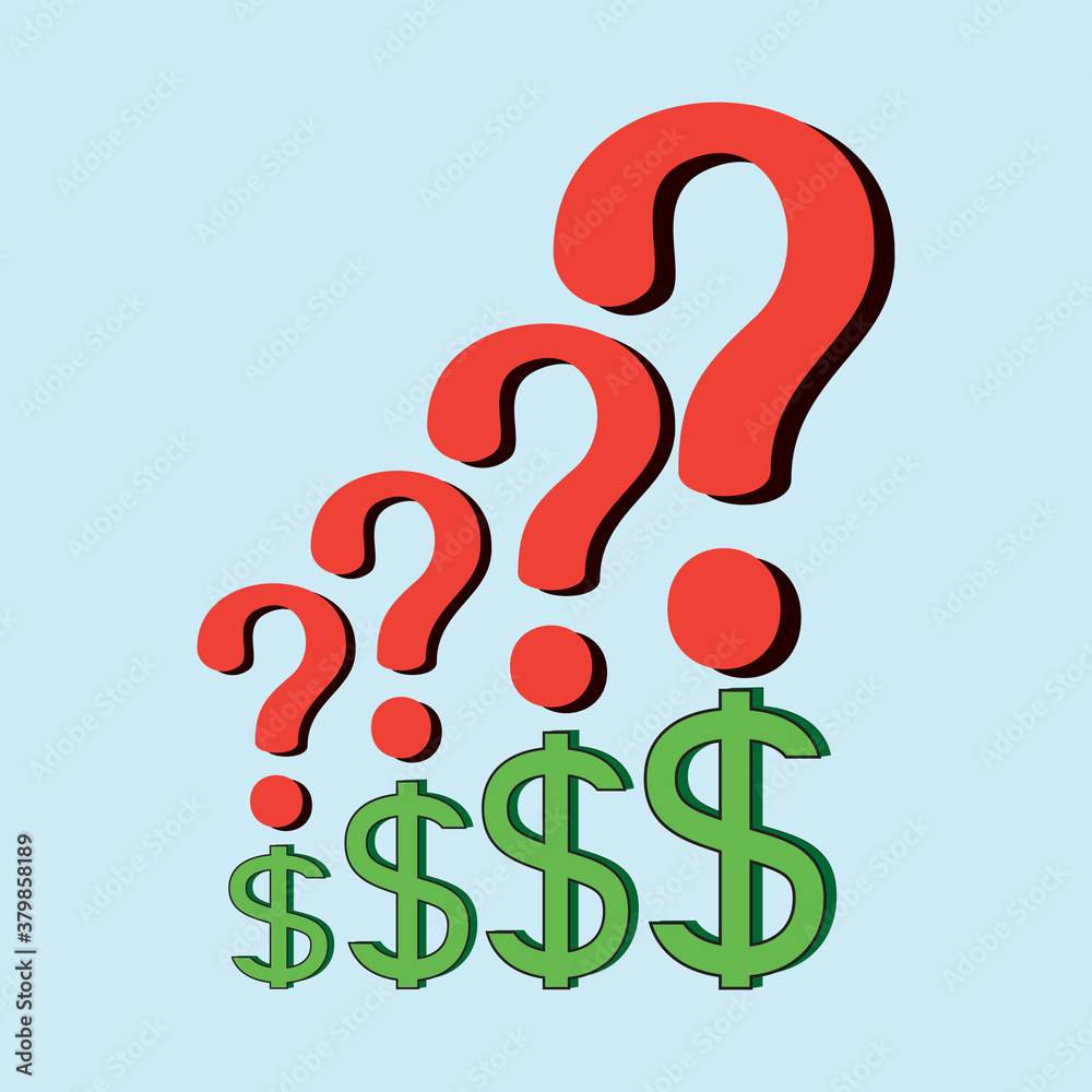 Dollar symbol with question mark, vector image illustration Stock ...
