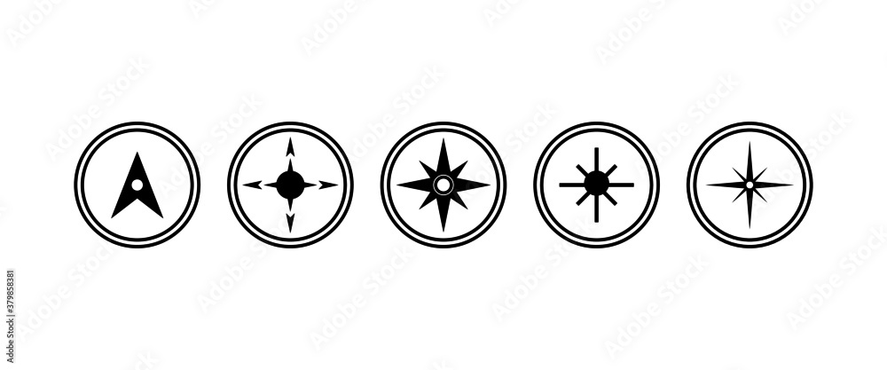 Black north sign vector set. Map and compass direction. Stock Vector ...