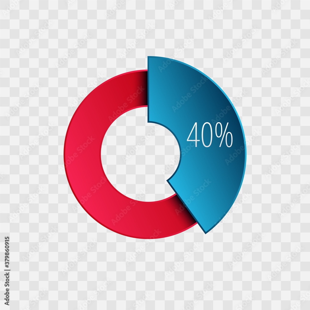 40 percent pie chart isolated on transparent. Percentage vector symbol ...