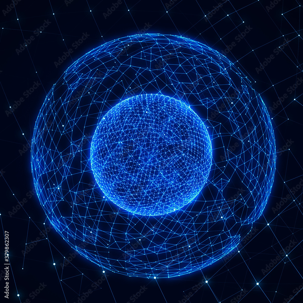 Sphere with dot and lines. Global network connection. Science and ...