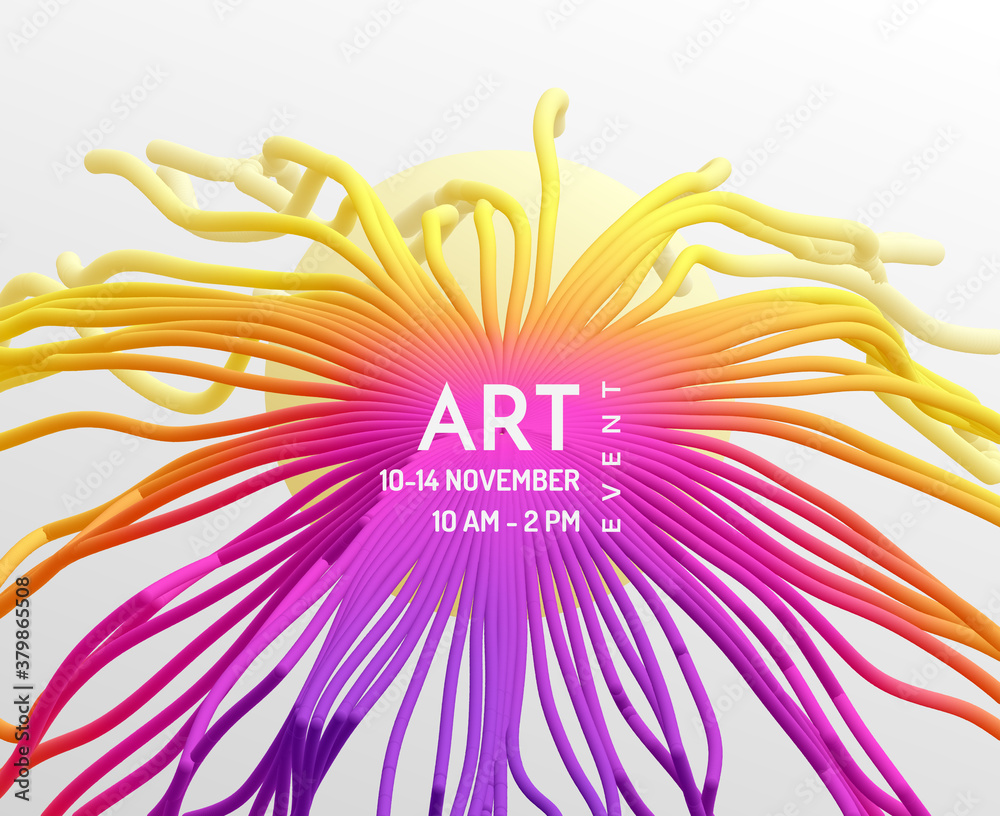 Art event invitation template. Point explode. Array with dynamic ...