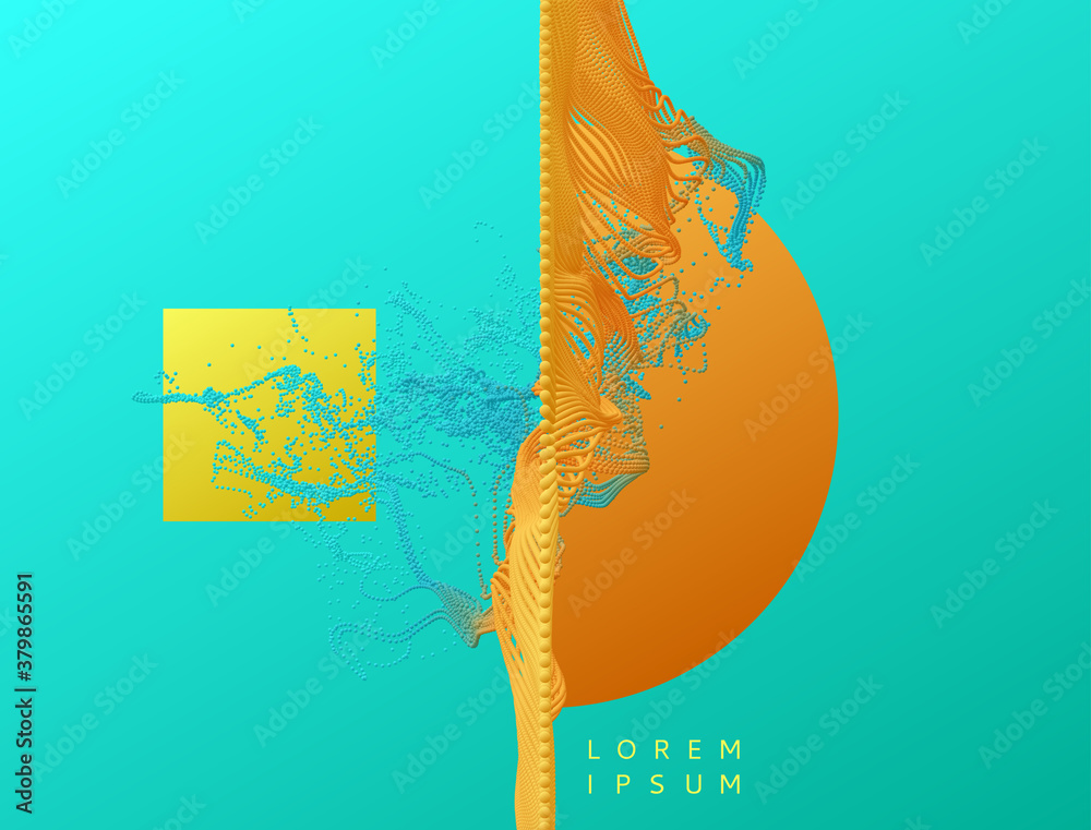 Modern art graphics. Water splash imitation. Array with dynamic emitted ...