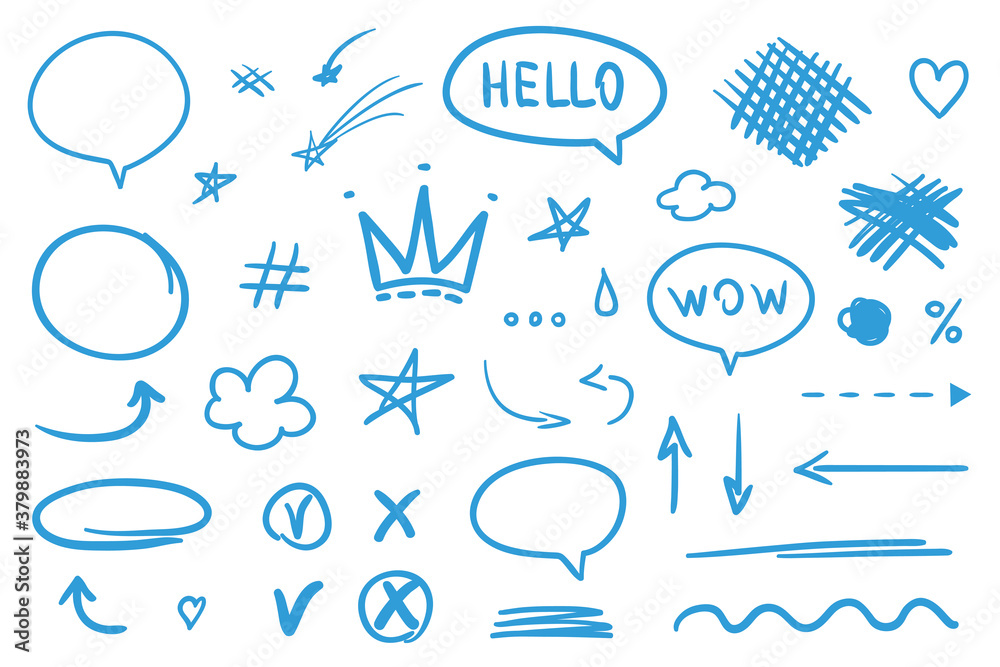 Infographic elements on isolation background. Colored set of sketchy ...