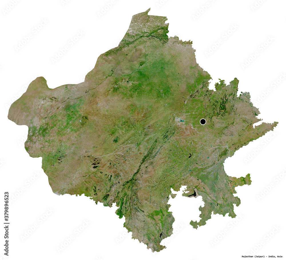 Rajasthan, state of India, on white. Satellite Stock Illustration ...