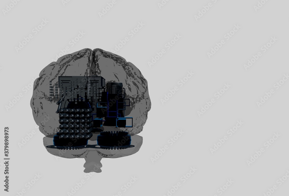 Representing Machine learning through a human brain 3d illustration and ...