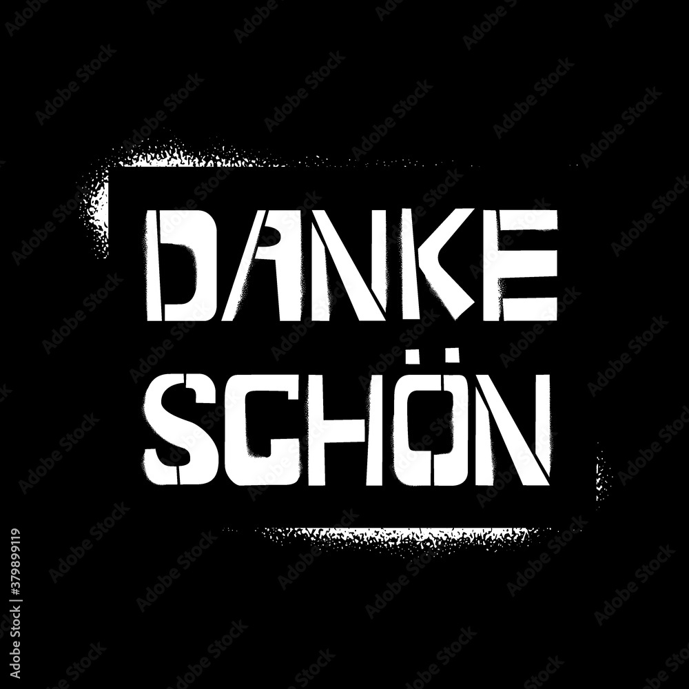 Vecteur Stock Danke Schon stencil graffiti lettering on black ...