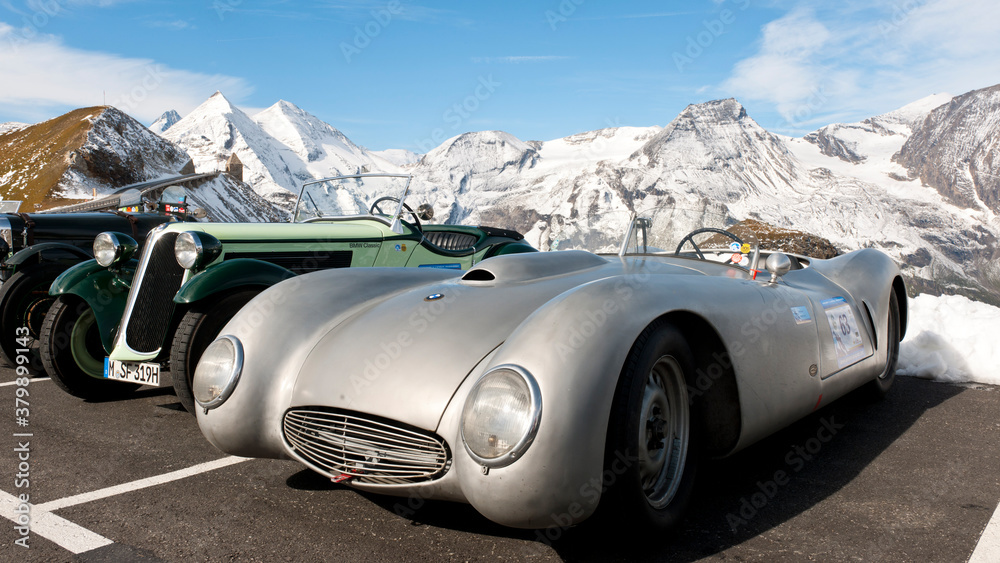 veritas rs, vintage german sportscar, racecar on mountain grossglockner ...