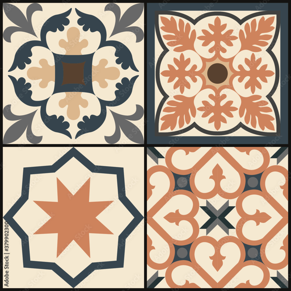 vintage ceramic tiles for packaging seamles vector tiles pattern Stock ...