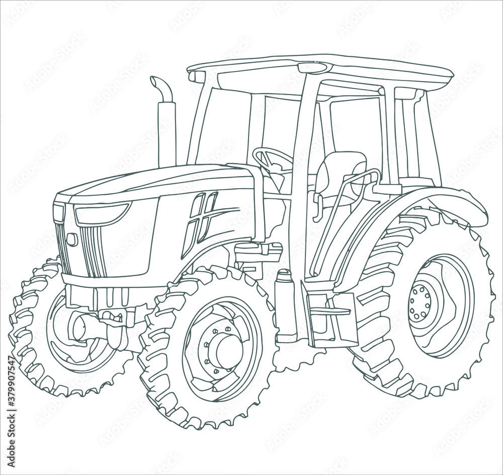 Vector drawing of the tractor. The drawing is inspired by a real ...
