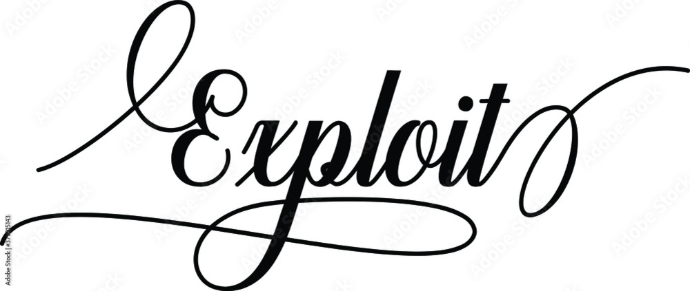Exploit Script Cursive Calligraphy Typography Black text lettering ...