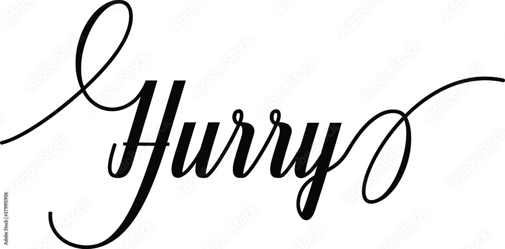 Hurry Script Cursive Calligraphy Typography Black text lettering Script ...