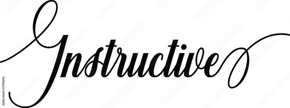 Instructive Script Cursive Calligraphy Typography Black text lettering ...