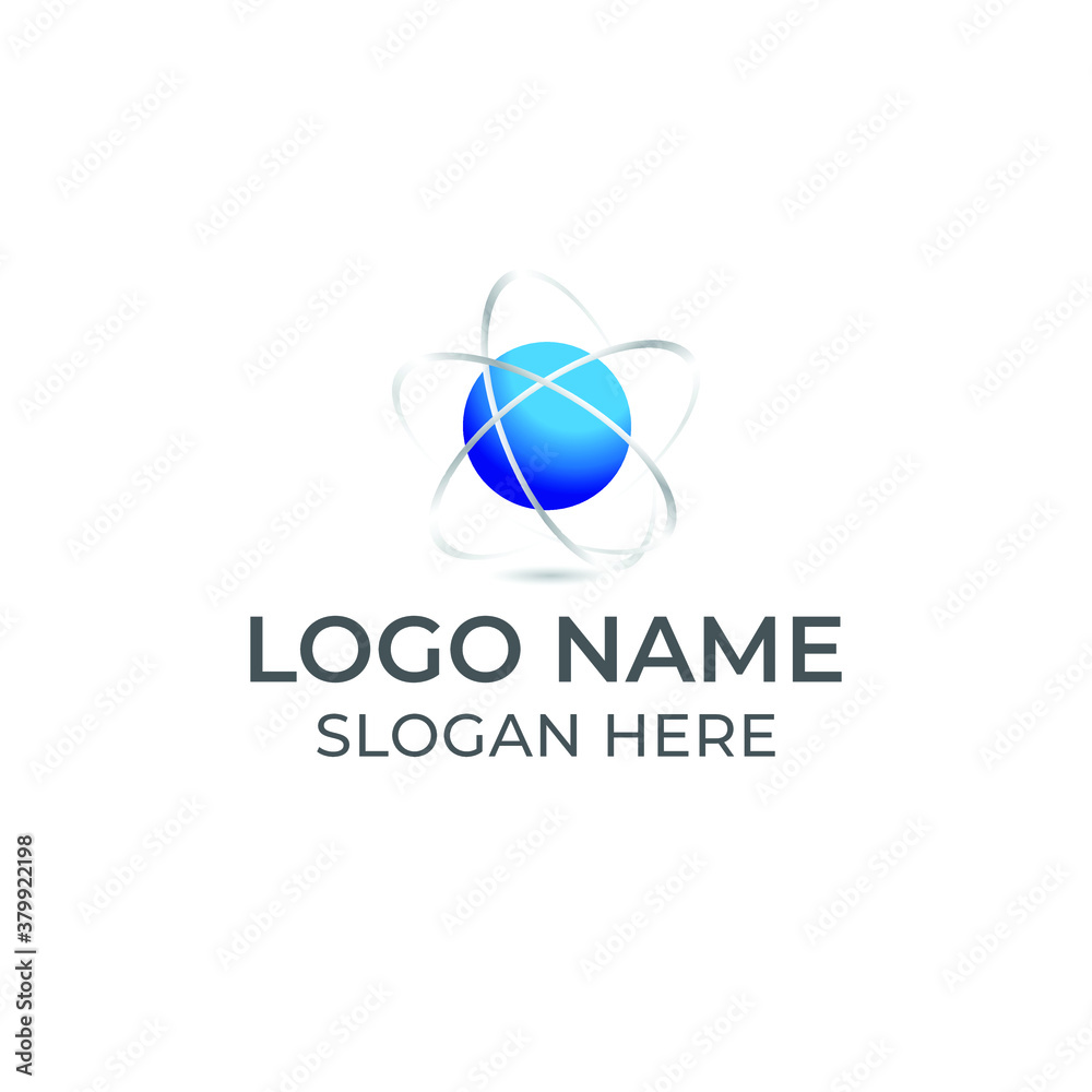 this is a logo of a nucleus or atomic particles in blue color that ...