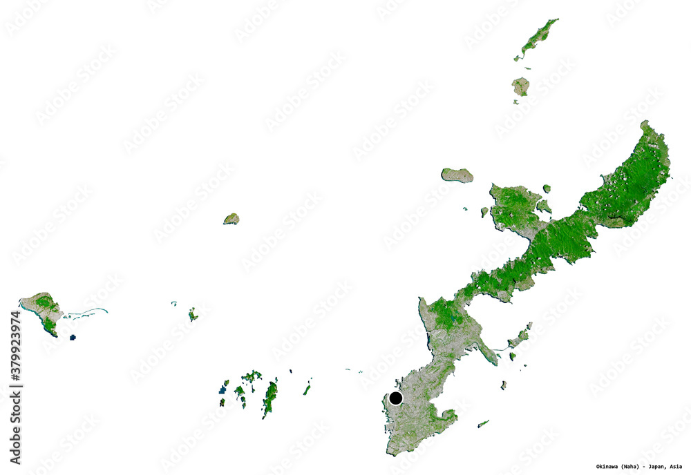 Okinawa, prefecture of Japan, on white. Satellite Stock Illustration ...