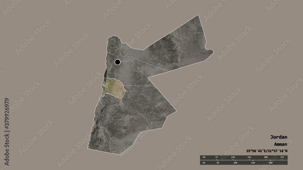 Location of Karak, province of Jordan,. Satellite Stock Illustration ...