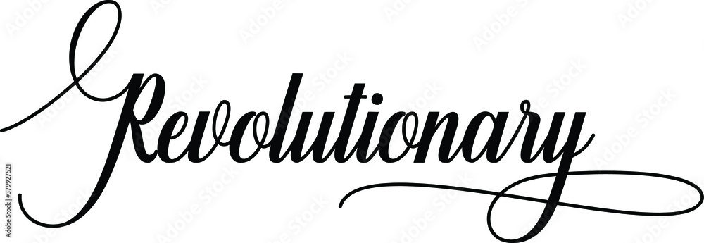 Revolutionary Script Cursive Calligraphy Typography Black text ...