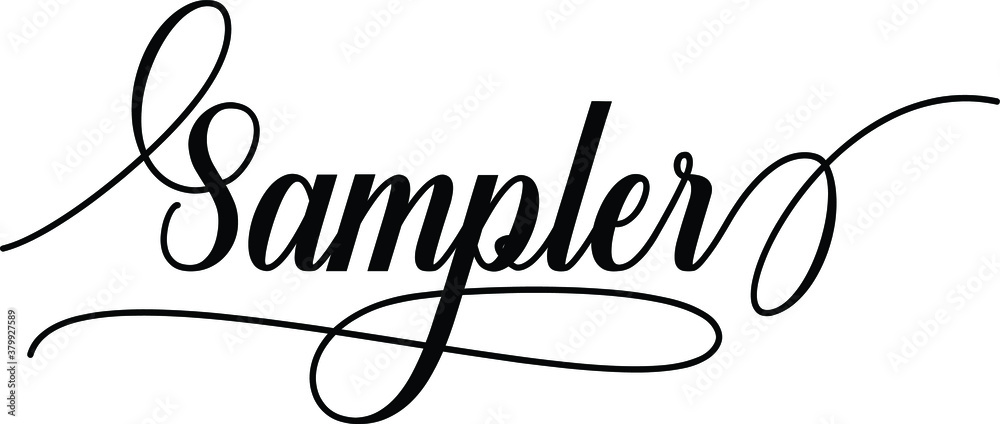 Sampler Script Cursive Calligraphy Typography Black text lettering ...