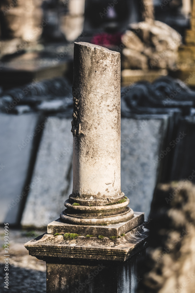 Broken Column on Burial in an Old Italian Cemetery Stock Photo | Adobe ...