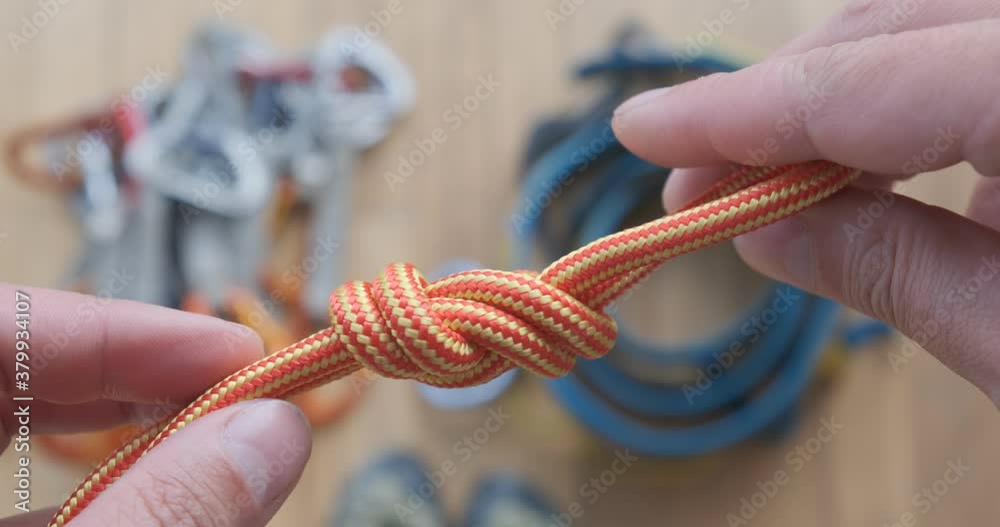 Details of a figure-eight loop, a type of knot created by a loop on the ...