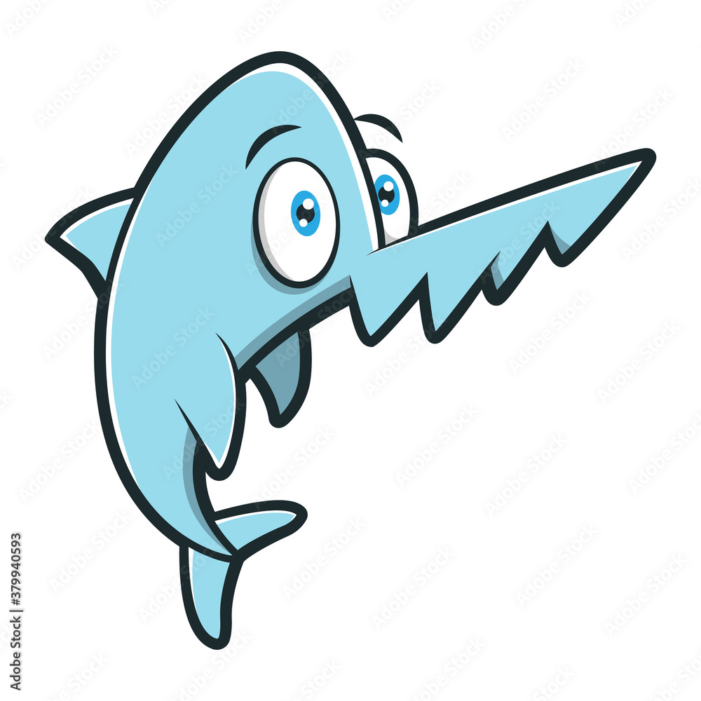 Vecteur Stock Funny Sawfish Cartoon Character, best for angler club ...