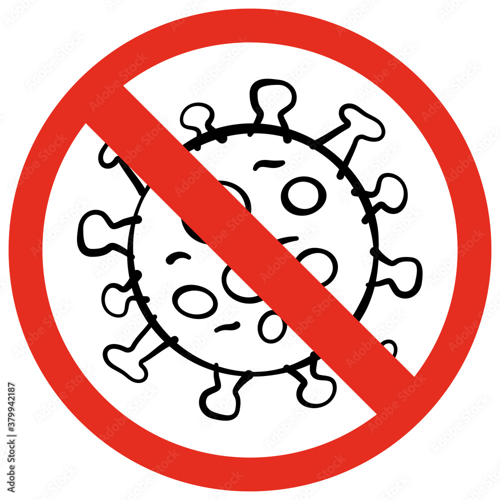 Stop covid-19 sign. Red circle and bacteria. Stock Vector | Adobe Stock