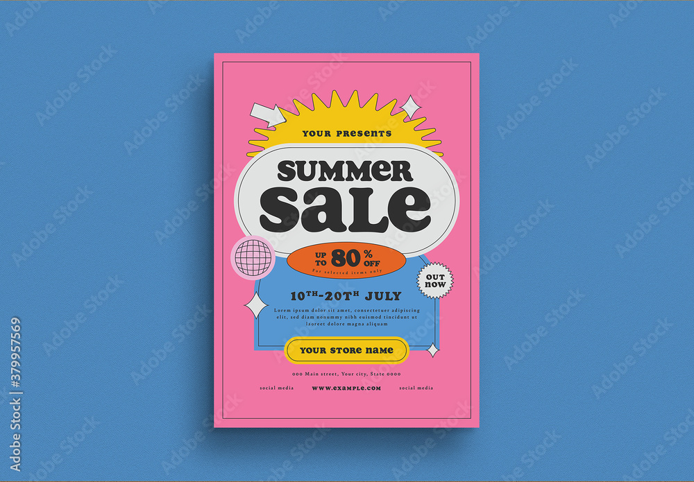 Summer Sale Flyer Layout Stock Template | Adobe Stock