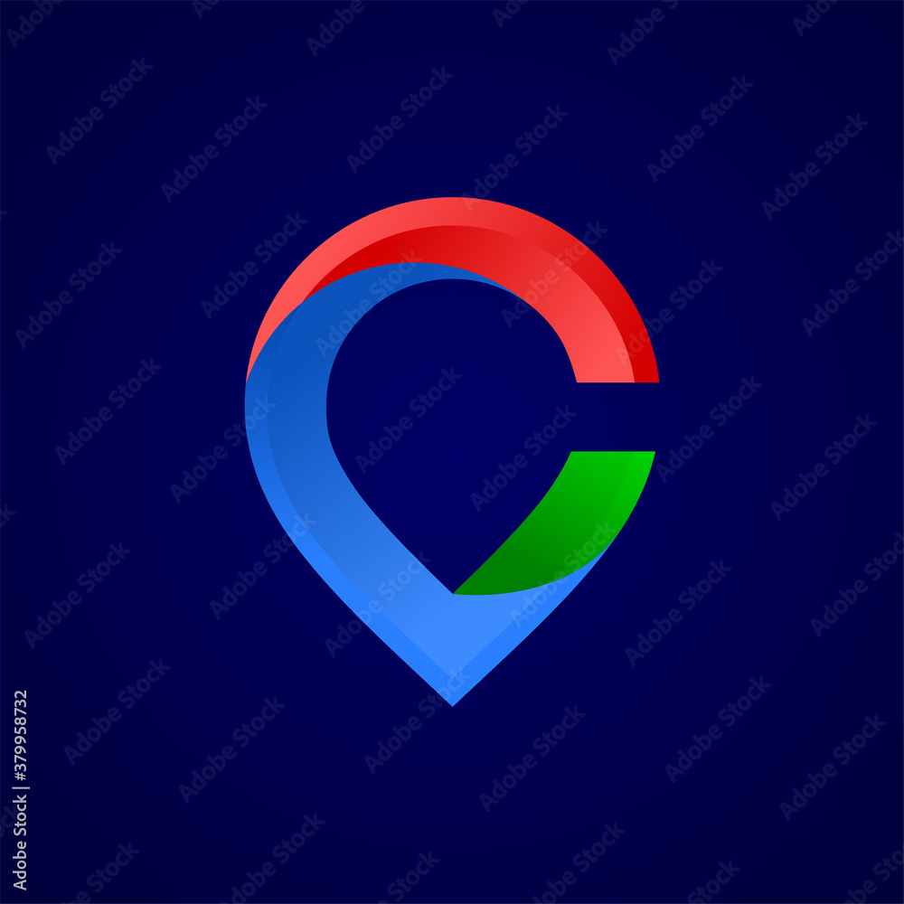 colorful letter C forming a location icon, good for any business. Stock ...