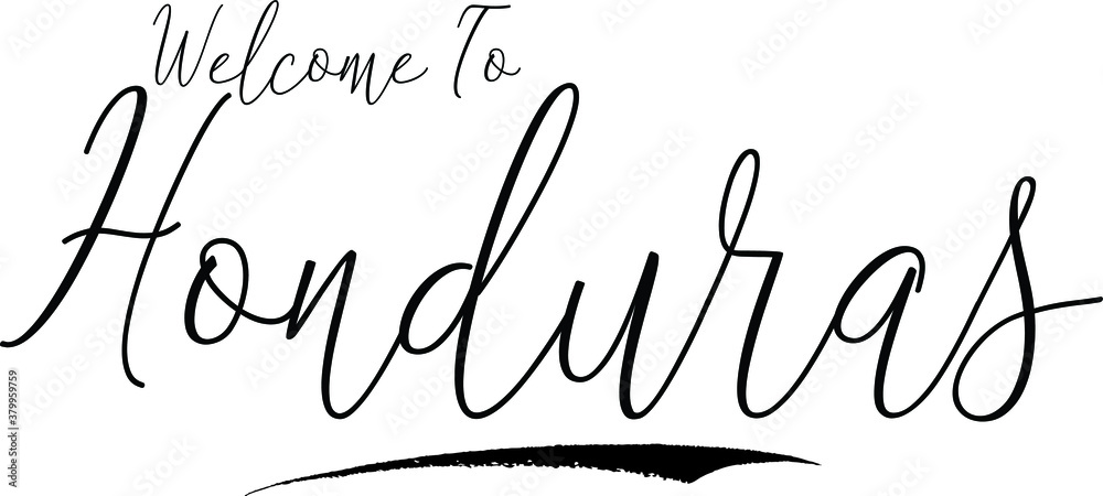 Welcome To Honduras Country Name Handwritten Typography Black Color ...